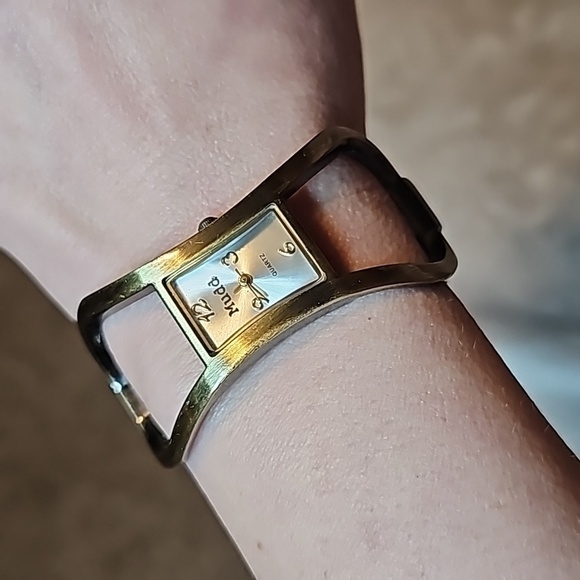 Mudd | Accessories | Mudd Brass Toned Cuff Bangle Bracelet Watch With ...